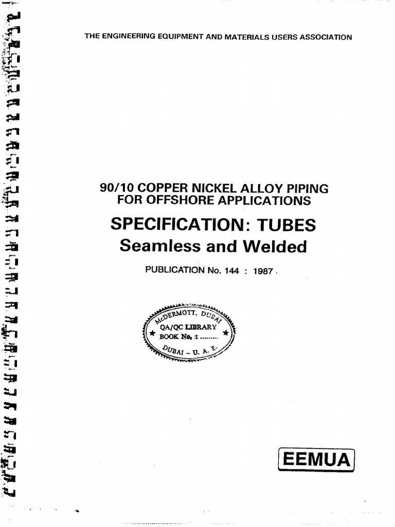 EEMUA 144 CuNi For Offshore | PDF