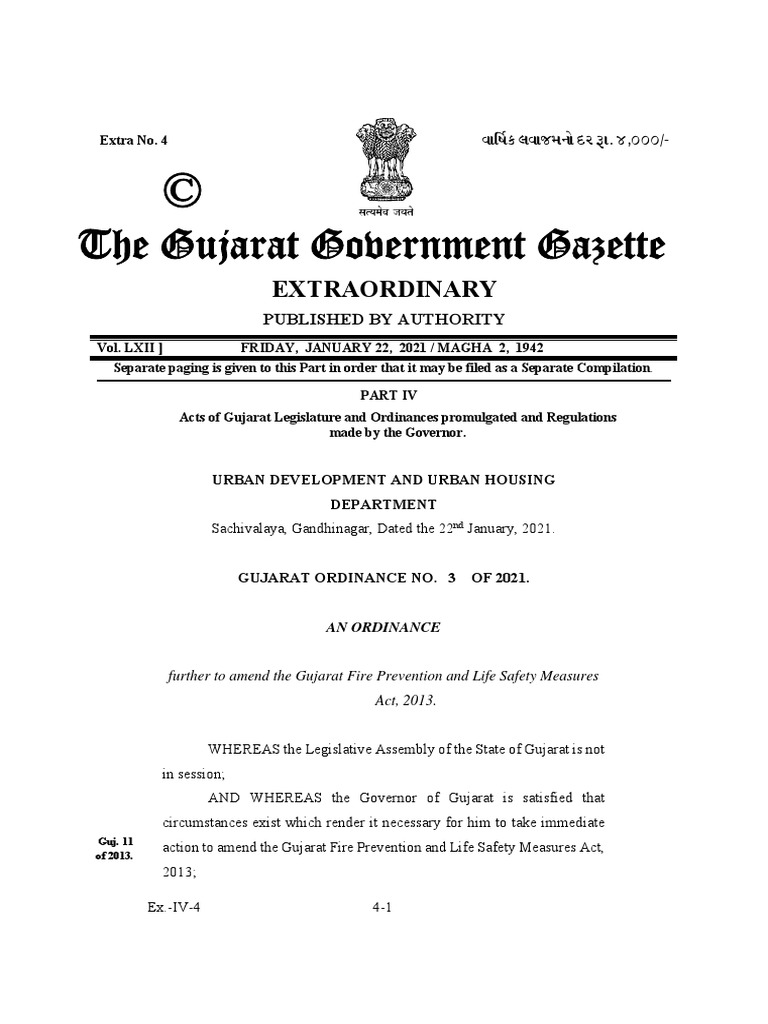 The Gujarat Government Gazette: Extraordinary | PDF | Fire Safety | Firefighting