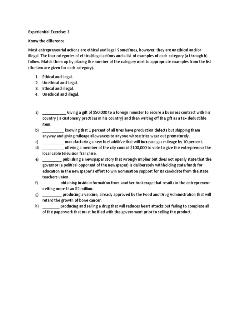 Experiential Exercise 3 | PDF