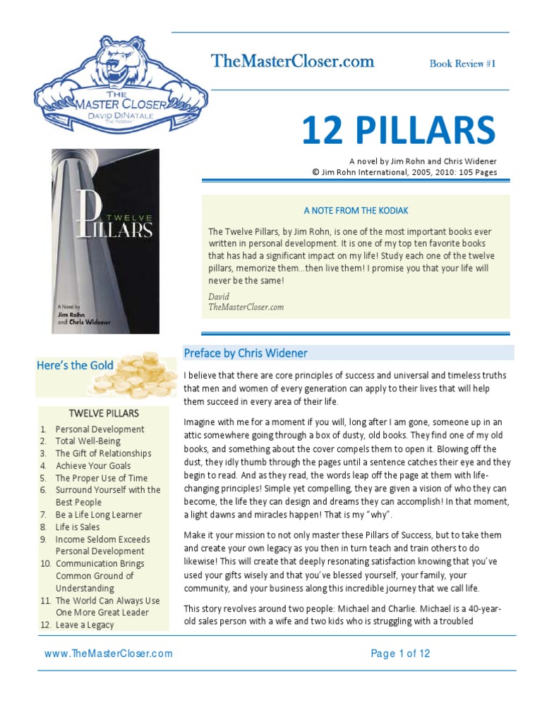 SUMMARY 12 Pillars by Jim Rohn and Chris Widener | PDF | Sales | Soul
