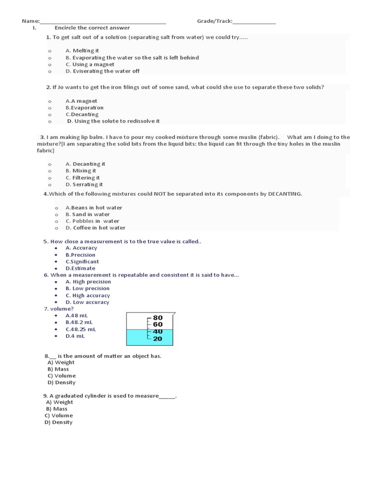 Chem 11 Quiz 1 | PDF