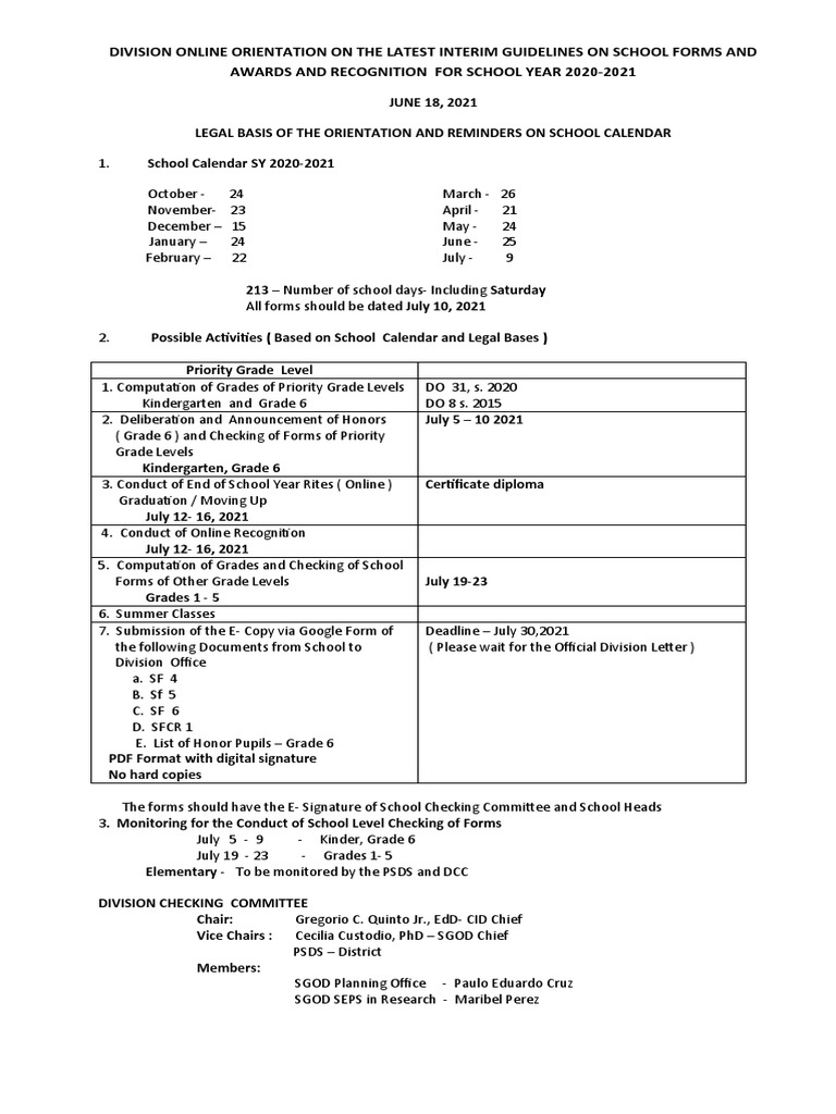 Division Online Orientation On The Latest Interim Guidelines On School ...