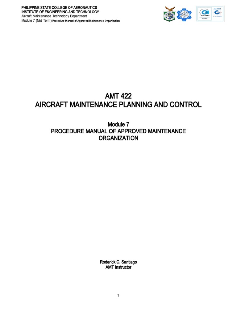 Procedure Manual of Approved Maintenance Organization | PDF | Audit ...