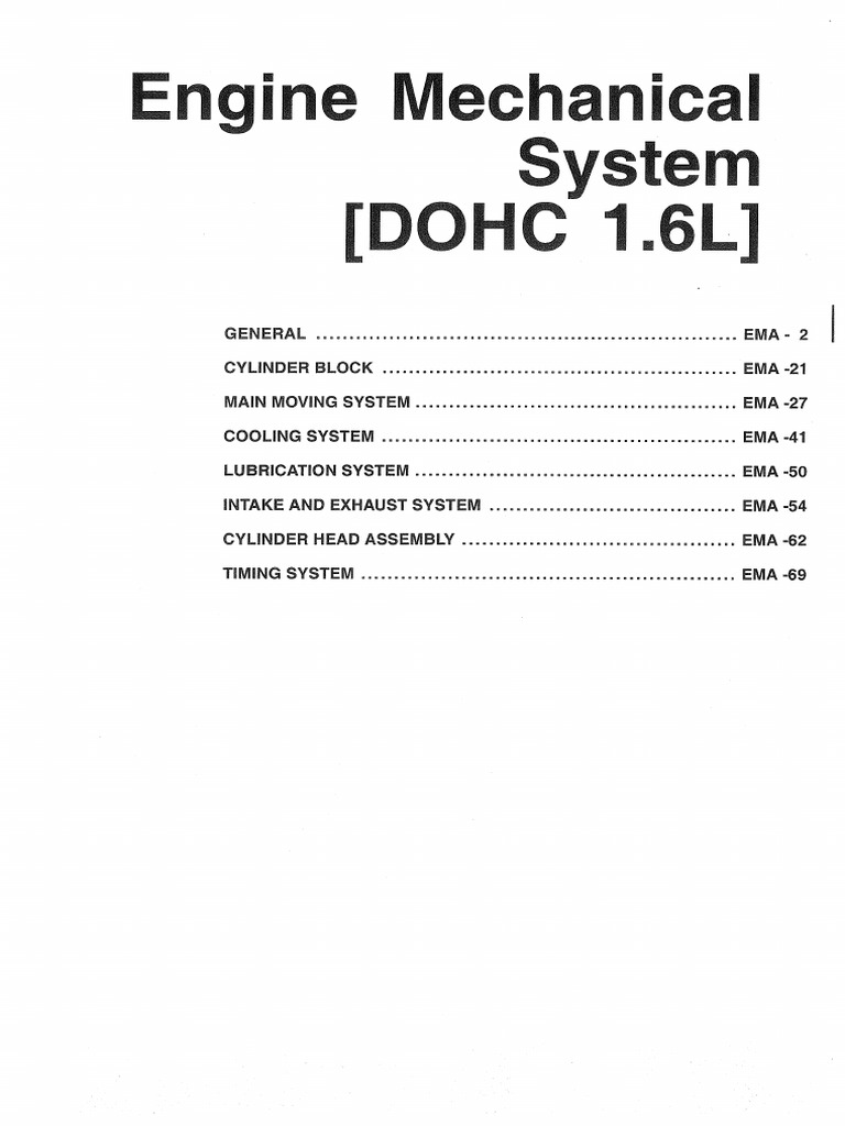 Hyundai Engine Mechanical System DOHC 1.6 | PDF