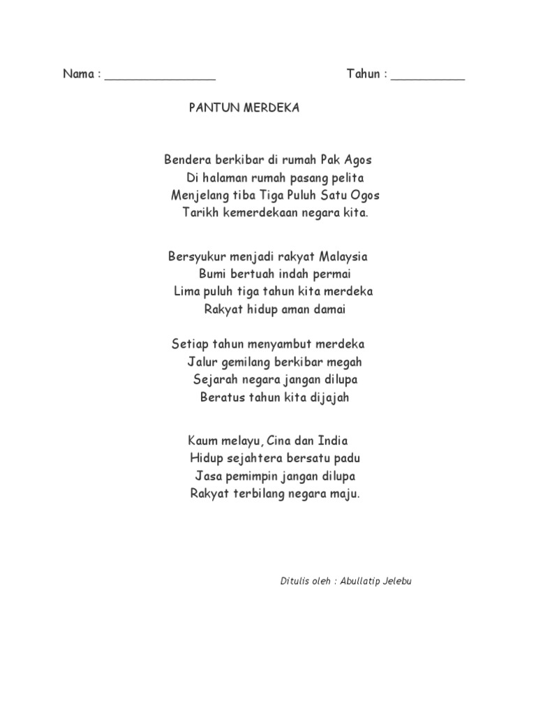 Pantun Kemerdekaan Malaysia 2024 | PDF