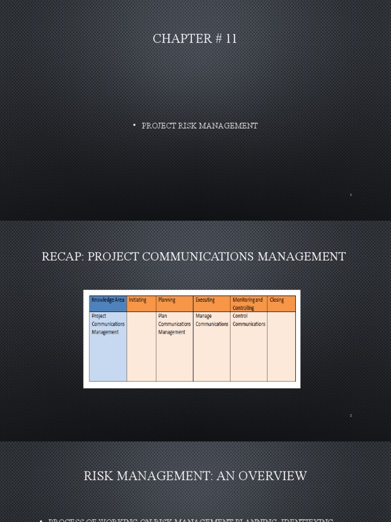 Chapter # 11: - Project Risk Management | PDF | Sensitivity Analysis | Risk