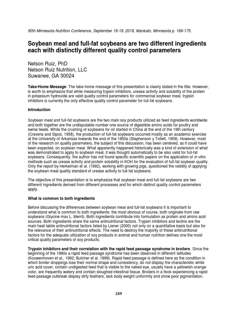 Full-Fat Soy vs. Soybean Meal Quality | PDF | Soybean | Proteins