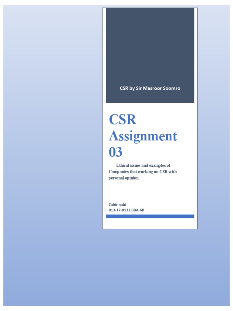 CSR Assignment 03 - Zahir Nabi | Download Free PDF | Volkswagen | Corporate Social Responsibility