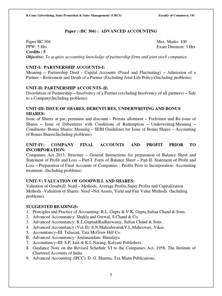 Accounting for Partnership Firms, Joint Stock Companies, and Valuation ...
