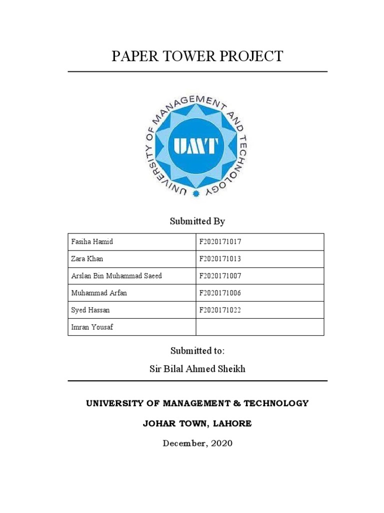 Paper Tower Project - Report (Group-4) | PDF | Project Management ...