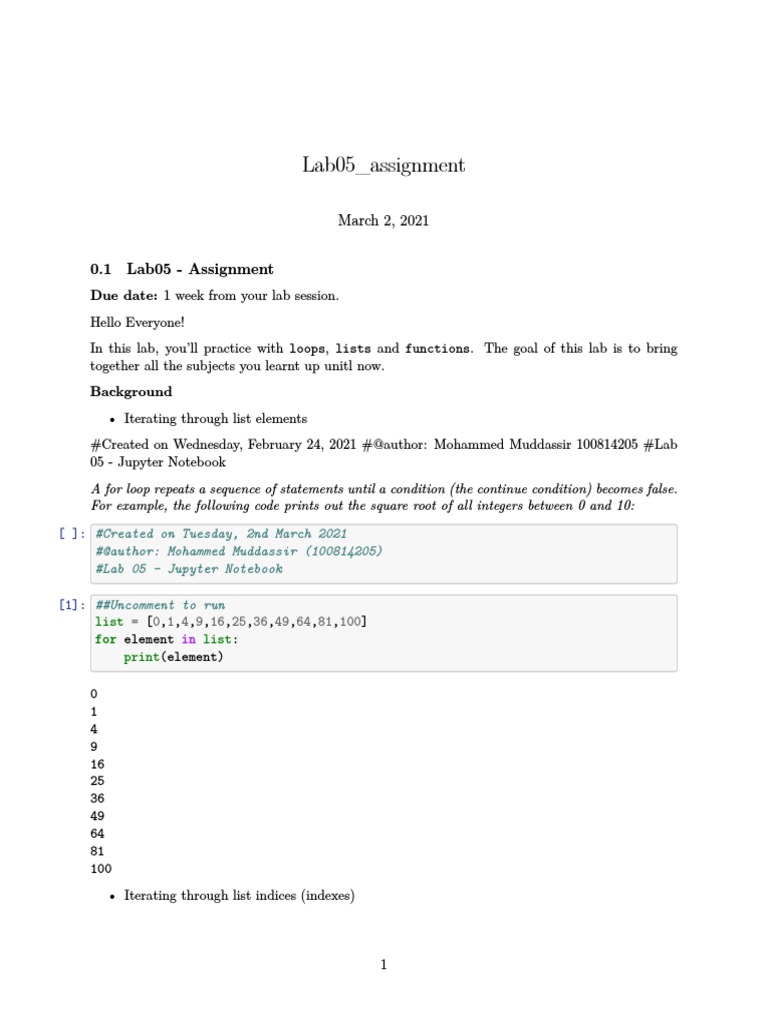 Lab05 - Assignment Mohammed Muddassir | PDF | Control Flow | Computer Science