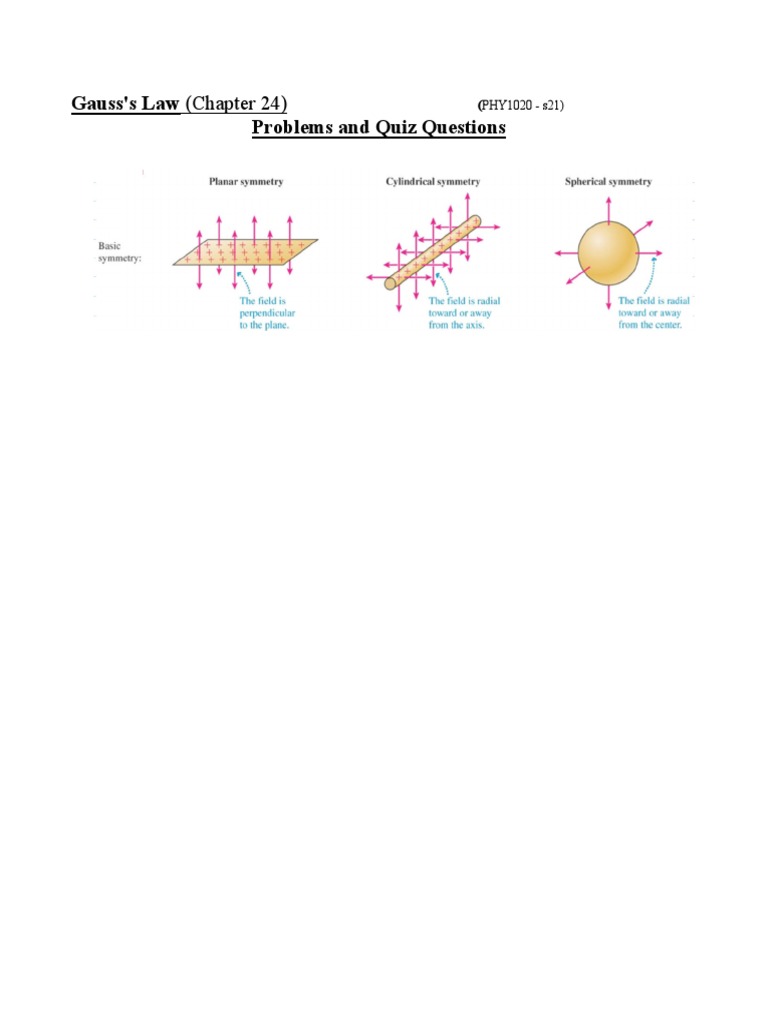 Gauss's Law Problems and Solutions | PDF