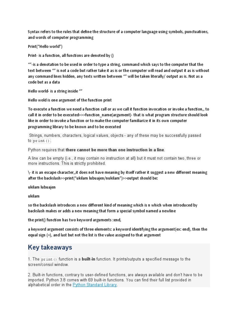 Key Takeaways: Print | PDF | Parameter (Computer Programming ...