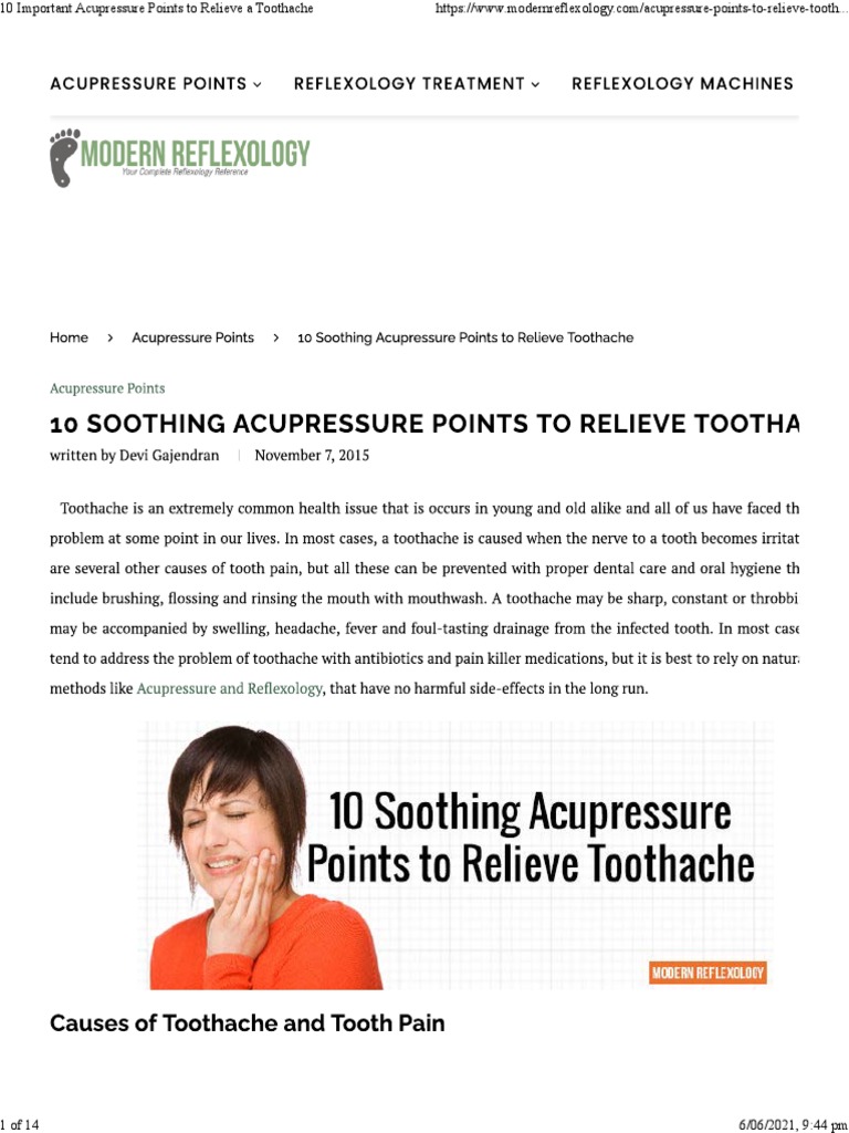 10 Important Acupressure Points To Relieve A Toothache | PDF | Wellness ...