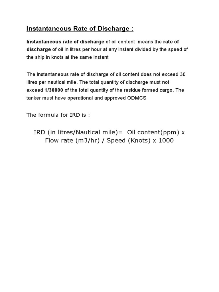 Instantaneous Rate of Discharge | PDF