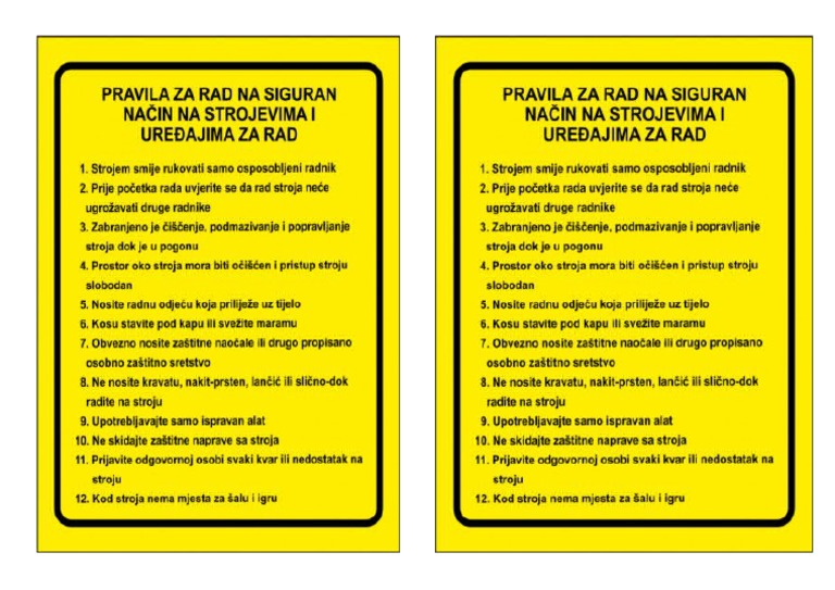 Pravila Za Rad Na Siguran Način | PDF