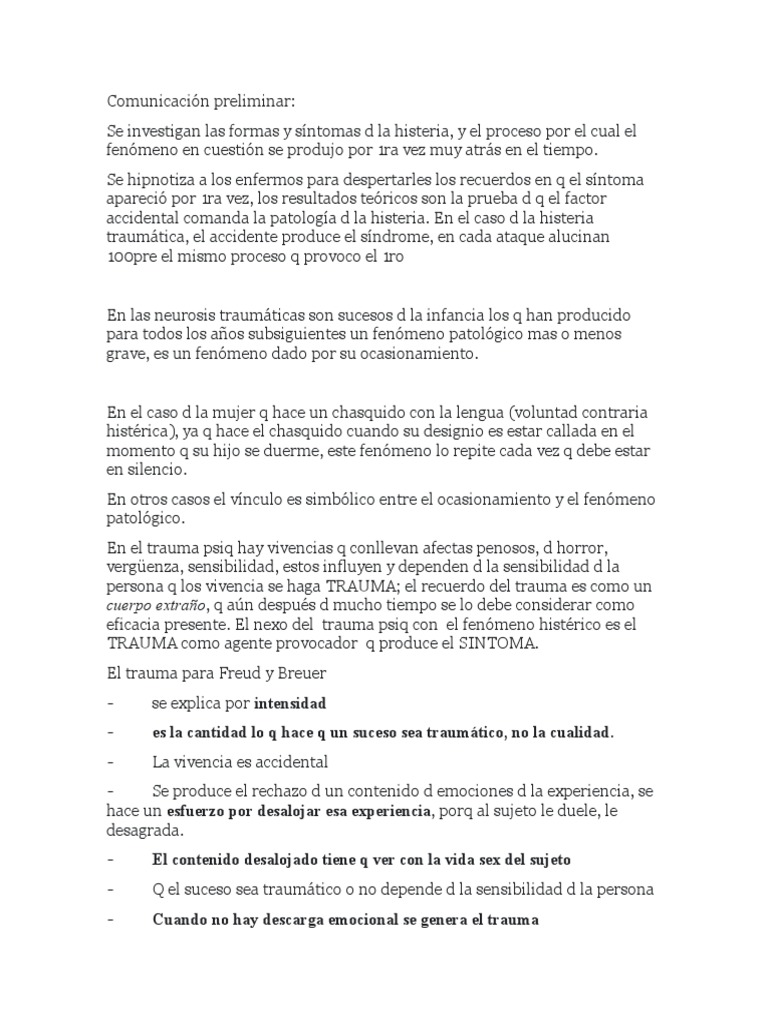 Comunicacion Preliminar | PDF | Trauma psicólogico | Hipnosis