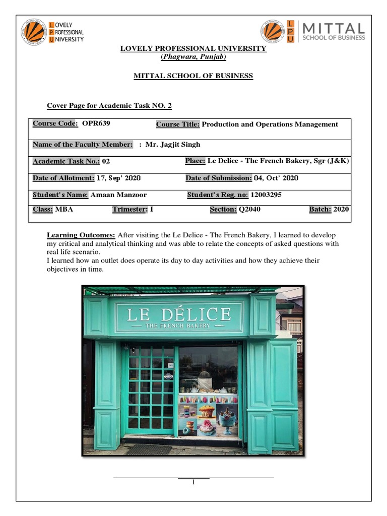 Production and Operations Management | PDF | Bakery | Cakes