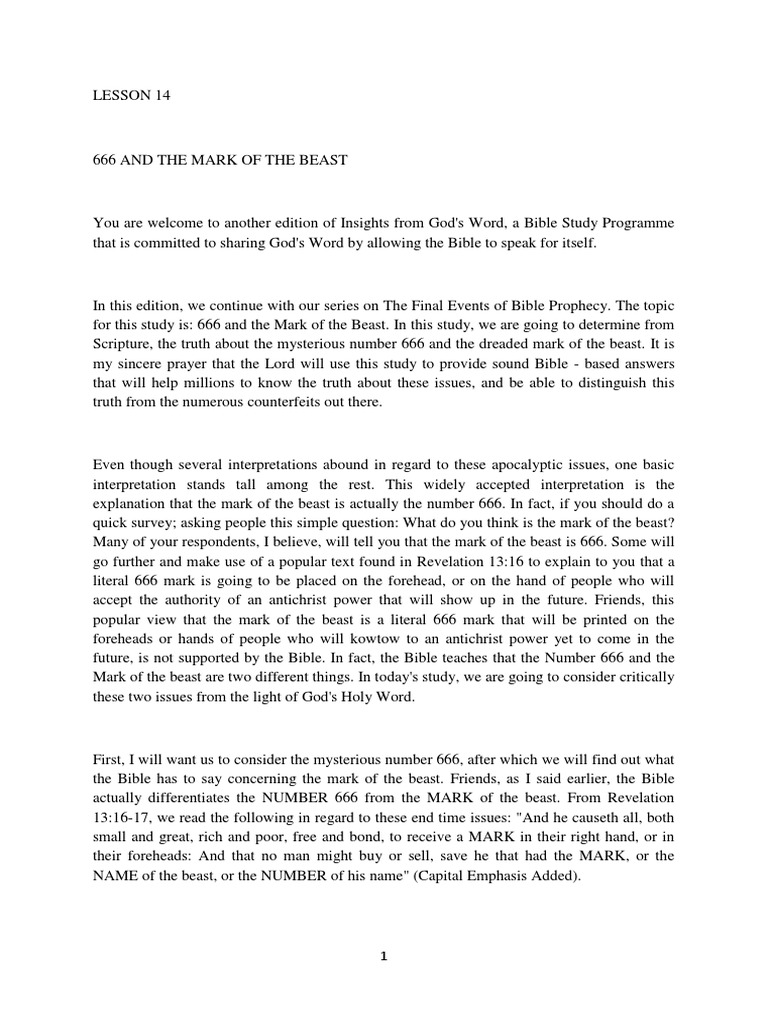 666 and The Mark of The Beast | PDF | Number Of The Beast | Biblical ...