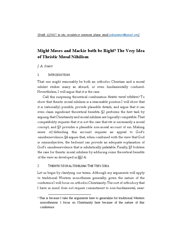 Theistic Moral Nihilism Explained | PDF | Hedonism | Nihilism