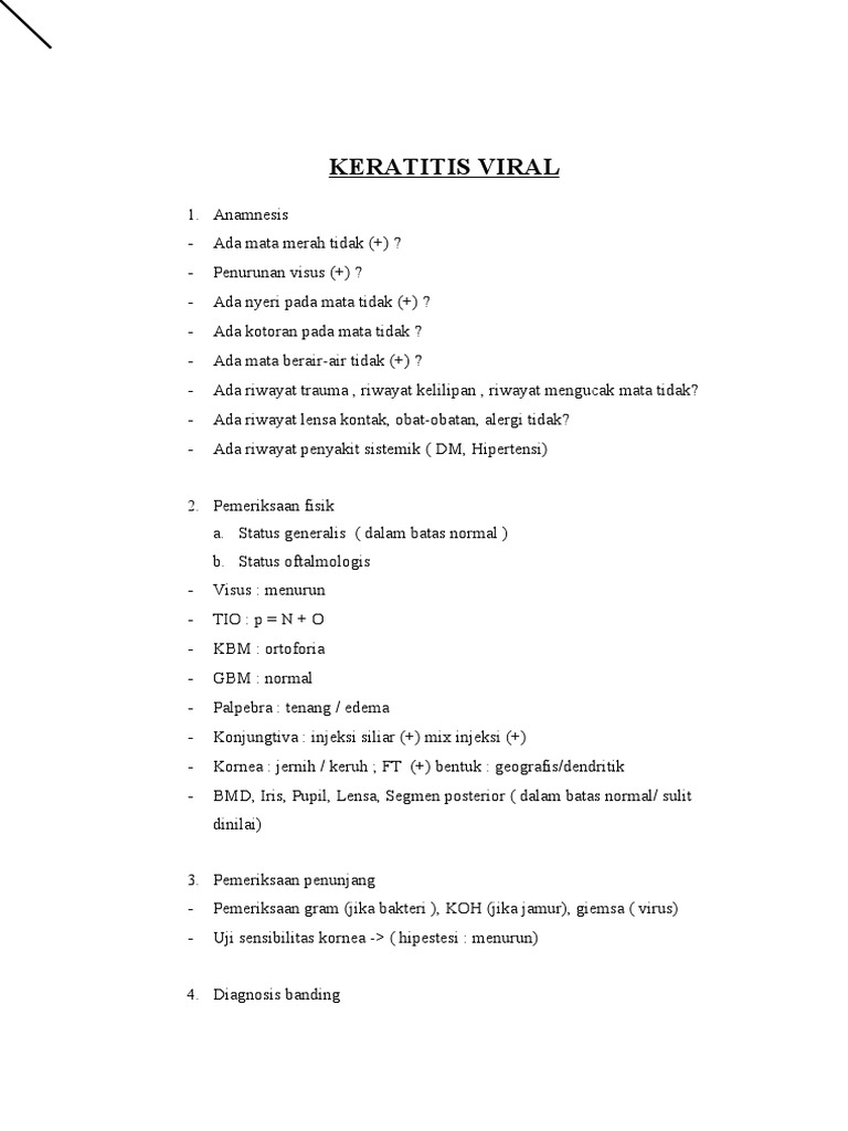 Panduan Diagnostik dan Tatalaksana Keratitis Viral | PDF