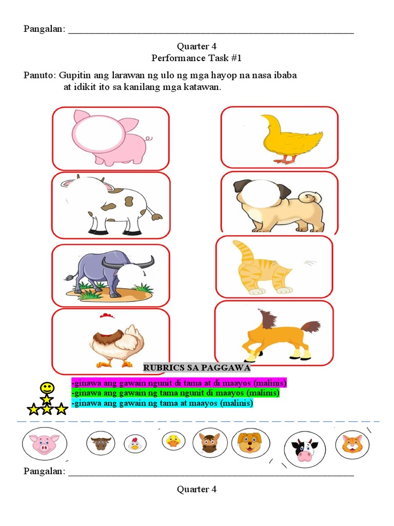 Kindergarten Performace Task | PDF