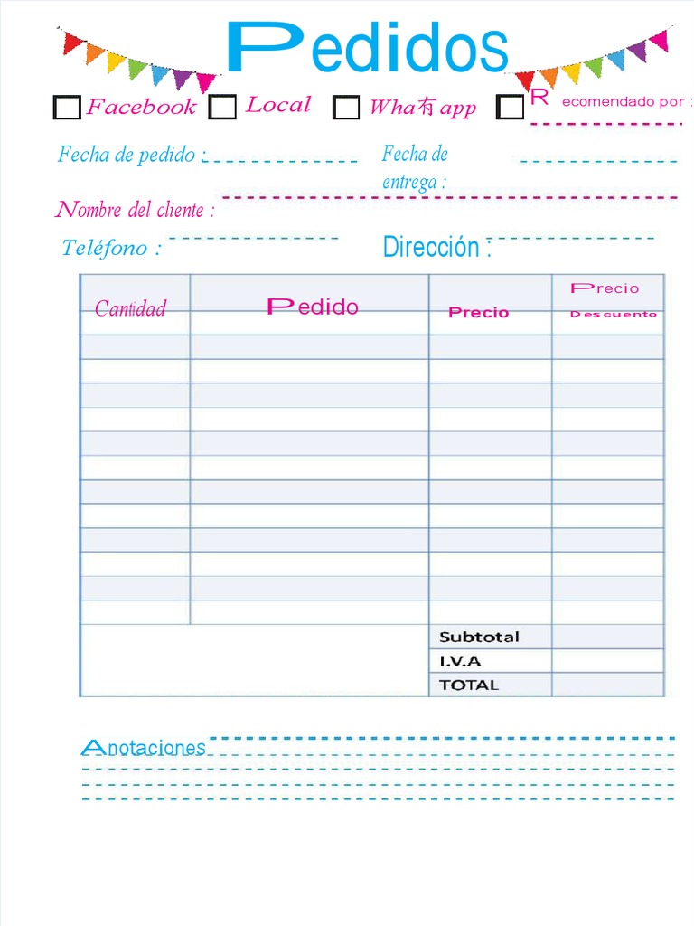 PDF Hoja para Pedido | PDF