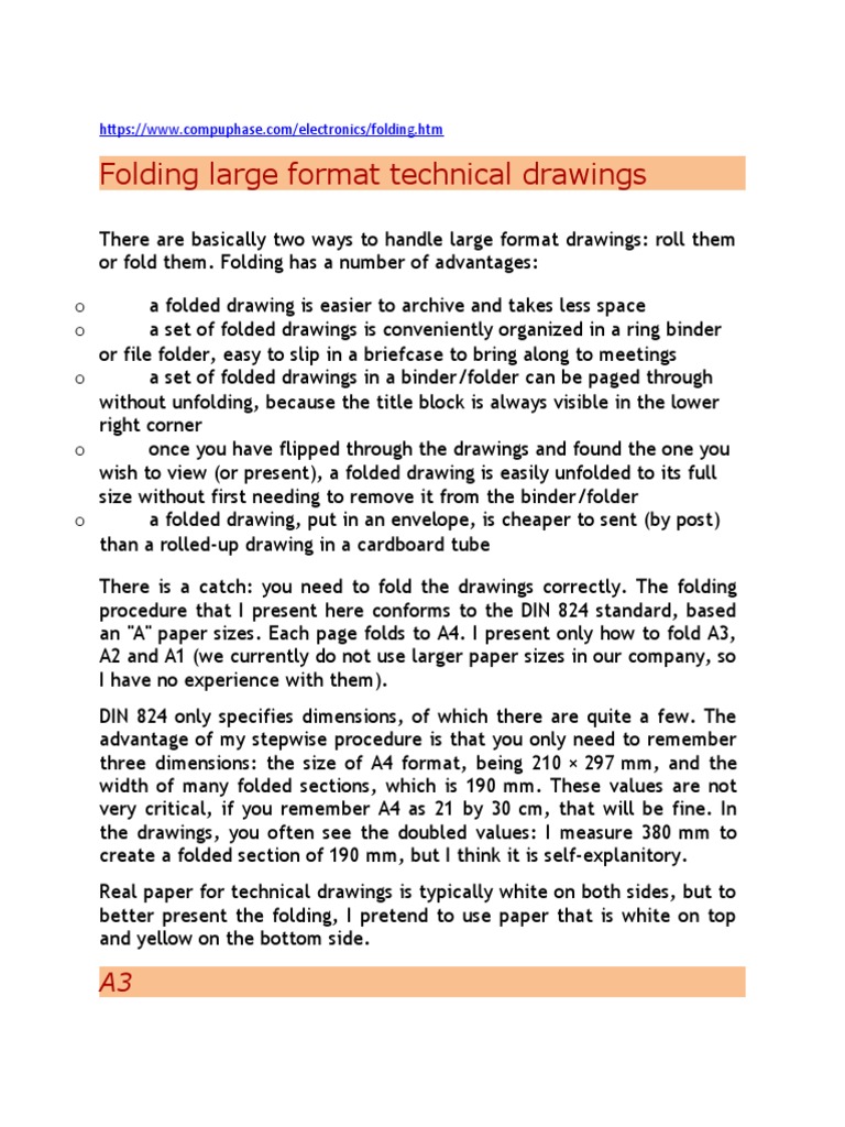 Folding Large Format Technical Drawings, Jan. 13, 2020 | PDF | Stationery