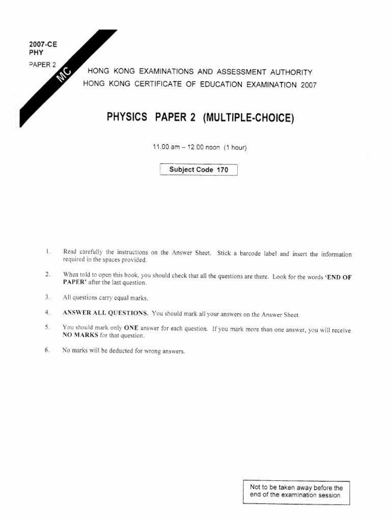 2007 HSC Physics Paper 2 Questions | PDF | Evaporation | Force