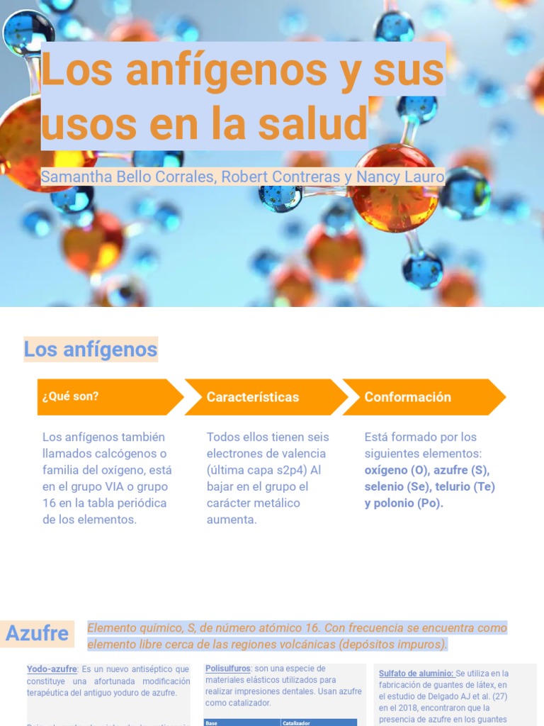 Anfigenos - Usos en Salud y Odontología | PDF | Oxígeno | Átomos