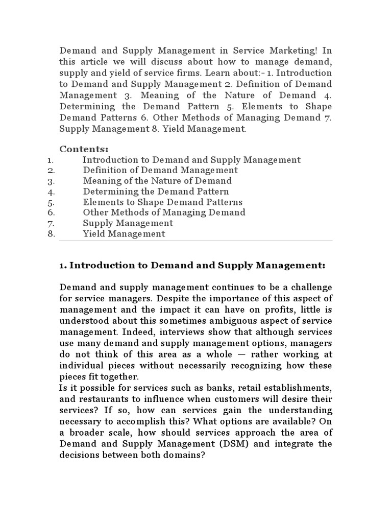 Demand and Supply Management in Service Marketing | PDF | Demand ...
