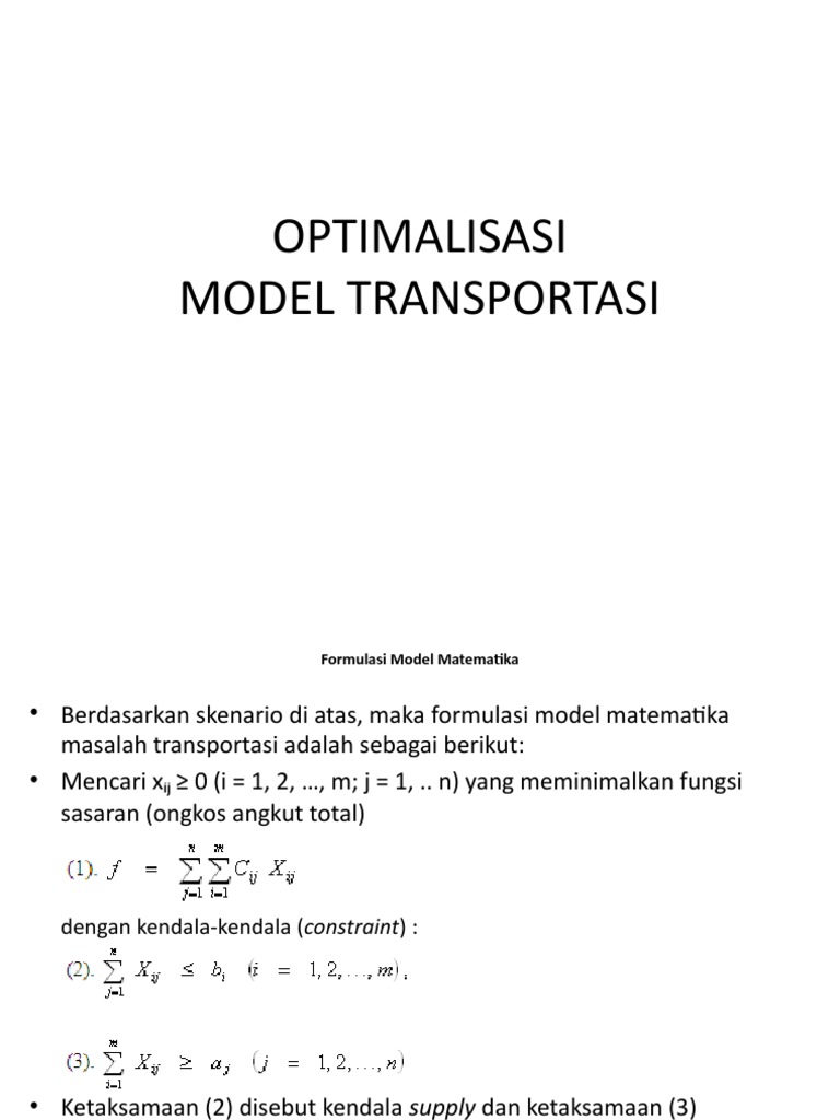 Pertemuan Ke - 9 Optimalisasi Model-Transportasi | PDF