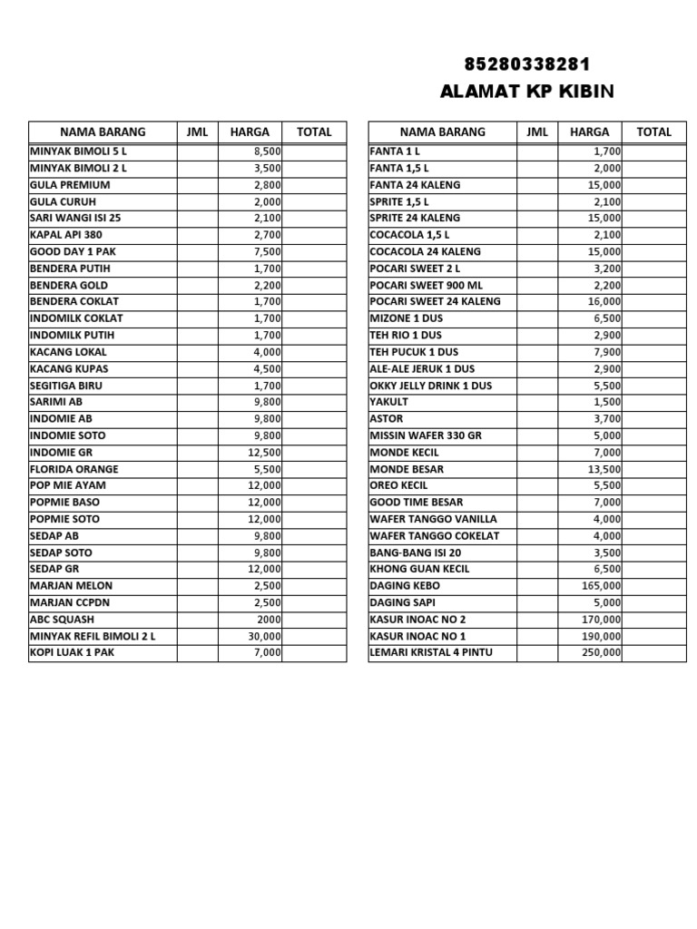 Dokumen Harga Jual Sembako 19052021 | PDF