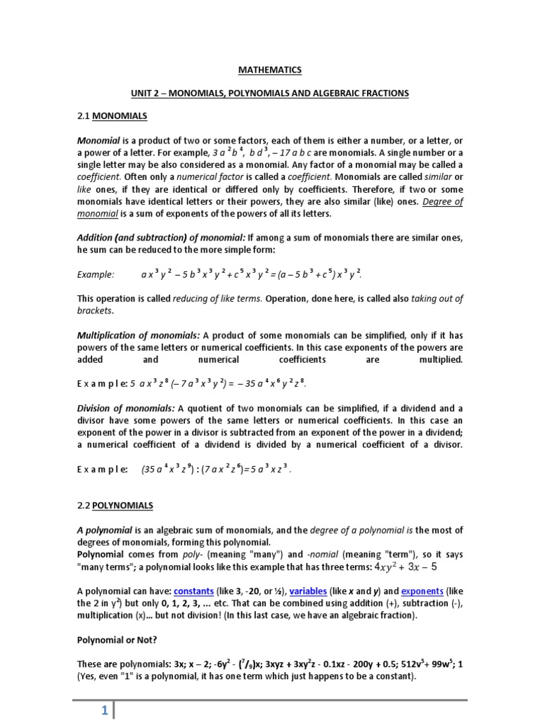 Polynomials Maths | PDF | Fraction (Mathematics) | Division (Mathematics)
