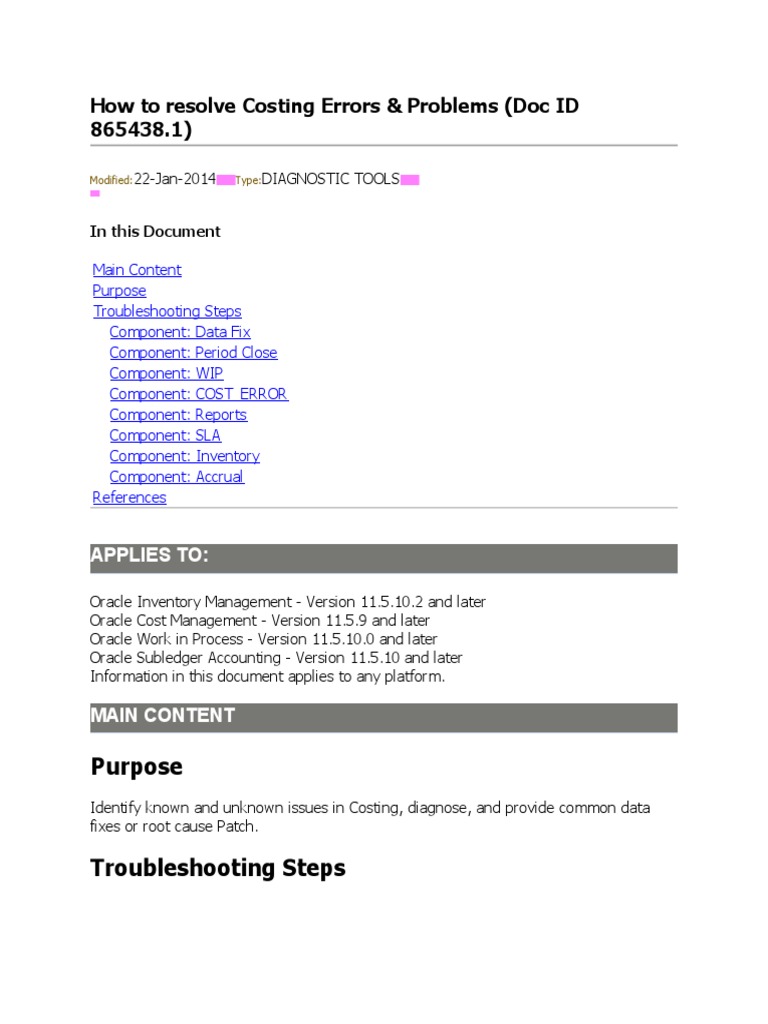 How To Resolve Costing Errors | PDF | Inventory | Databases