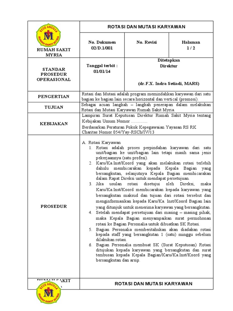 Prosedur Rotasi dan Mutasi Karyawan | PDF