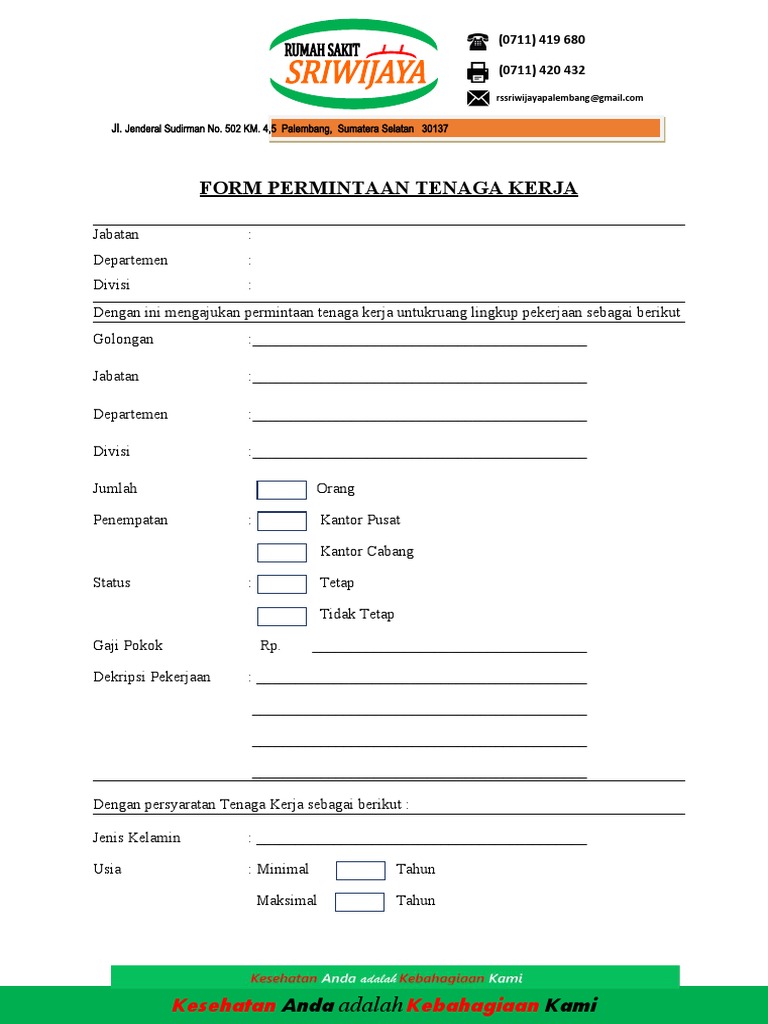 FORM Permintaan Tenaga Kerja | PDF