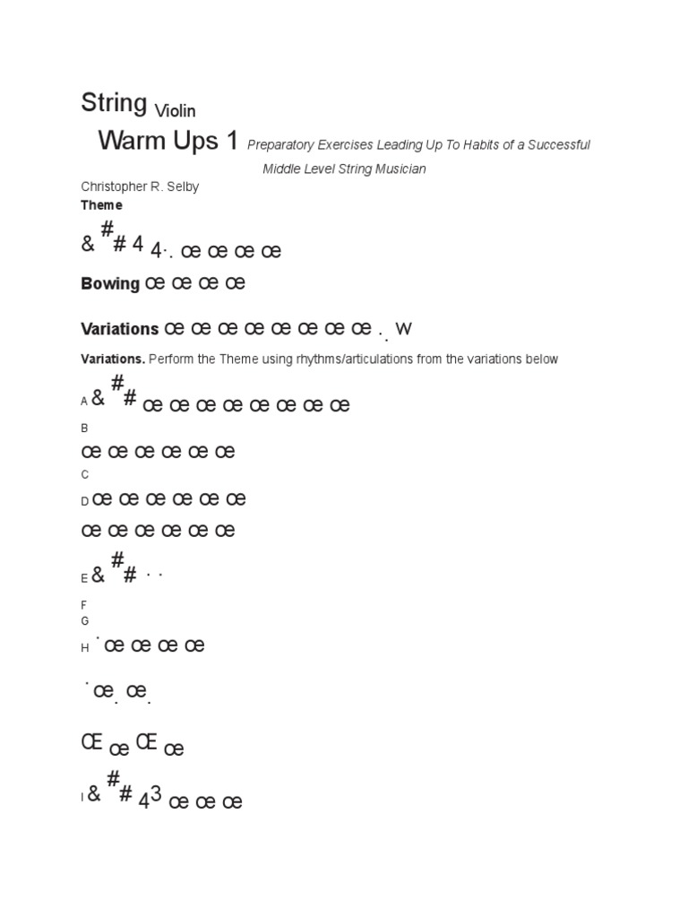 String Warm Ups 1 - Violin | PDF