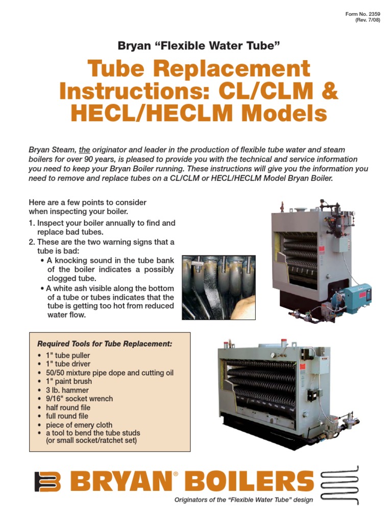 Tube Replacement Instructions: CL/CLM & HECL/HECLM Models: Bryan ...