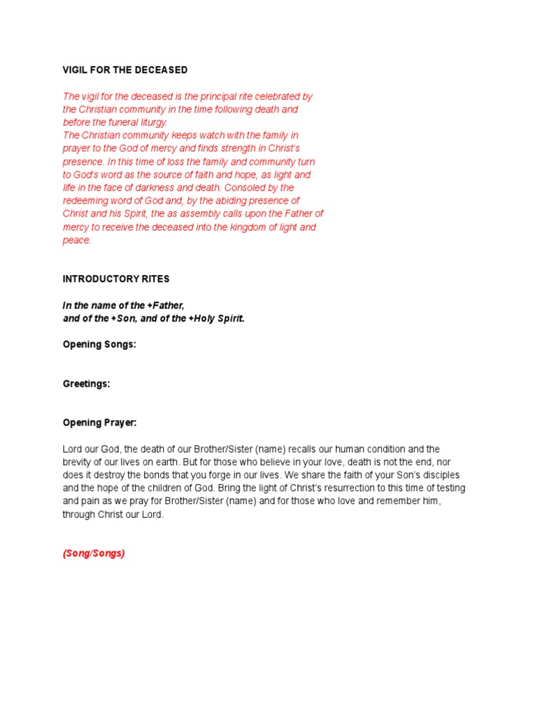 Vigil Service for the Deceased | PDF | Lord's Prayer | Mercy