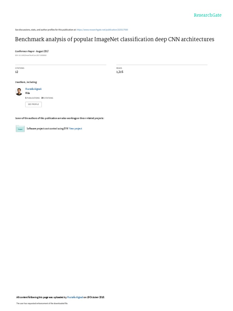 Benchmark Analysis of Popular Imagenet Classification Deep CNN ...