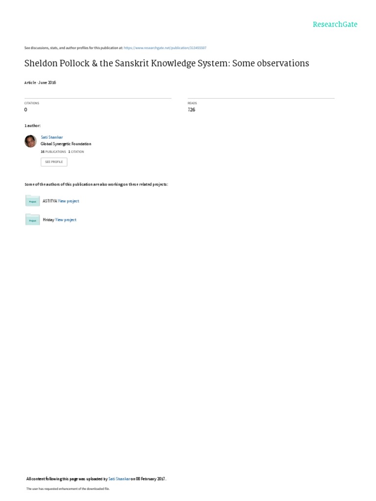 Sheldon Pollock and The Sanskrit Knowled | PDF | Hypothesis | Philology