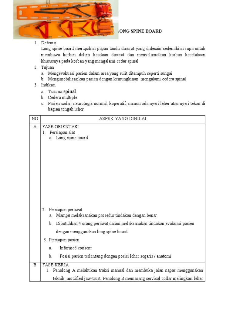 Prosedur Pemasangan Long Spine Board | PDF