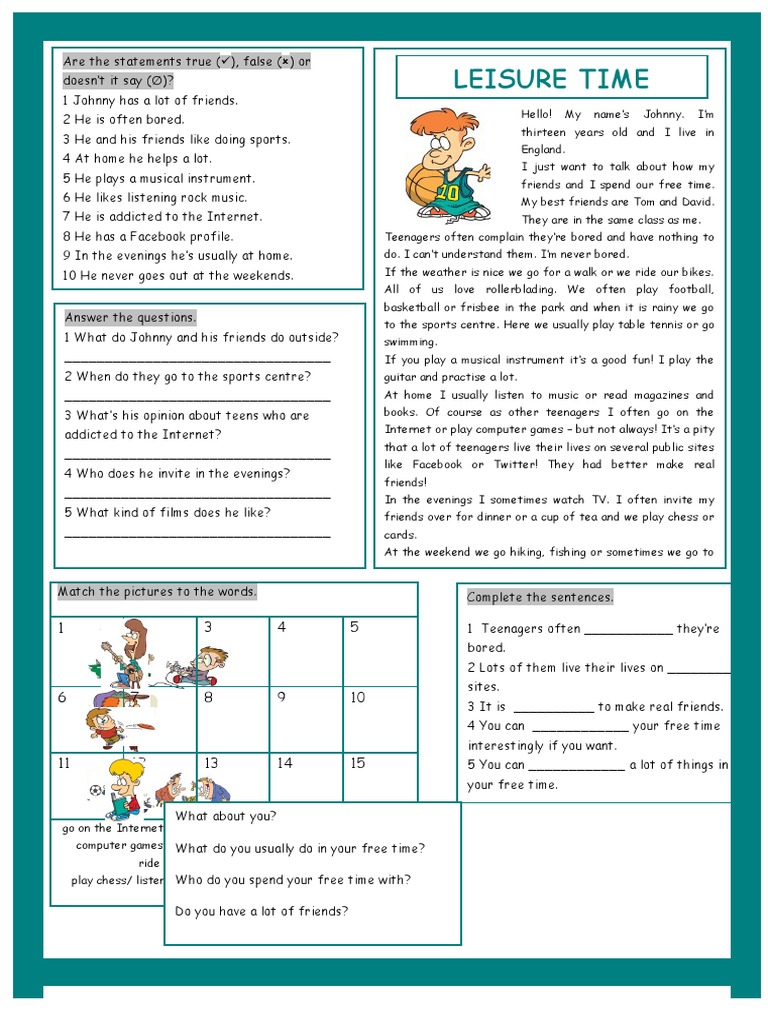 Leisure-Time Reading-Comprehension-Exercises | Download Free PDF ...
