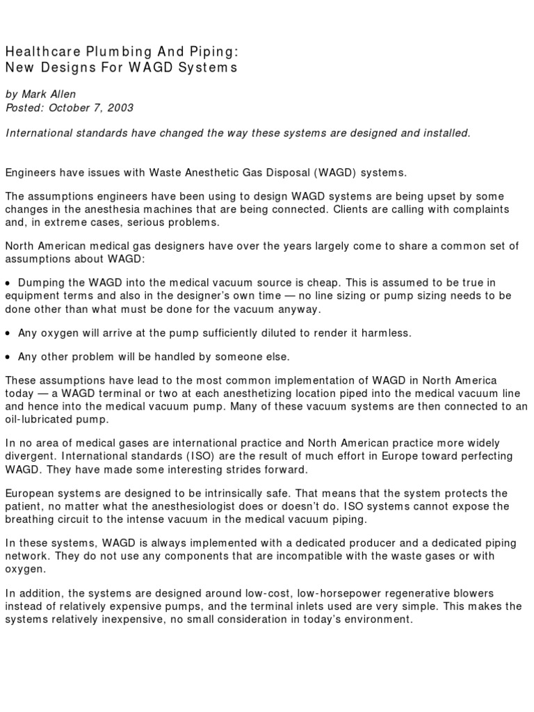 Optimizing WAGD Systems in Healthcare | PDF | Anesthesia | Vacuum