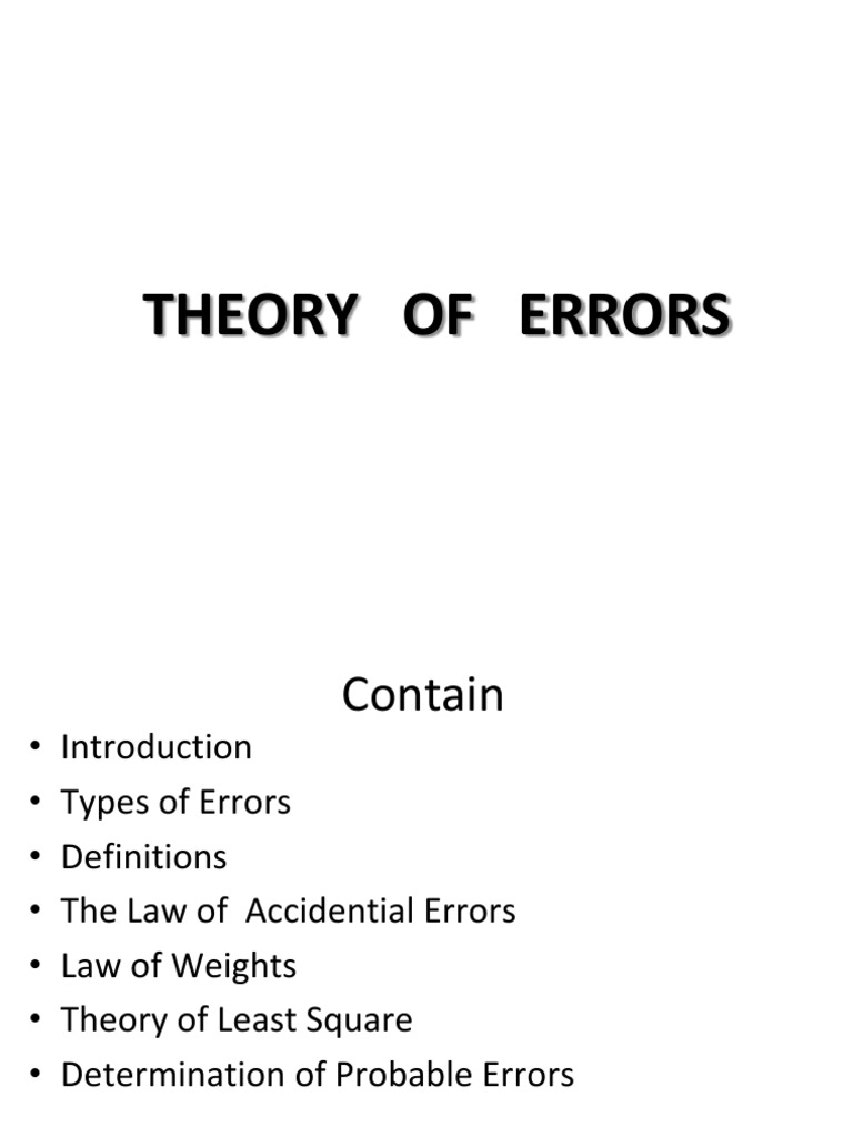Theory of Errors | PDF | Mean | Observational Error