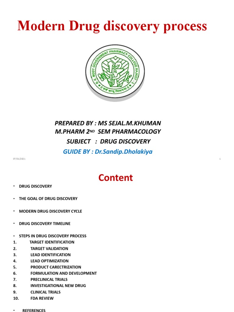 Modern Drug Discovery Process by Sejal Khuman | PDF | Phases Of ...