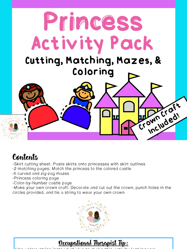 Princess Activity Pack: Cut & Color Fun | PDF | Color | Clothing