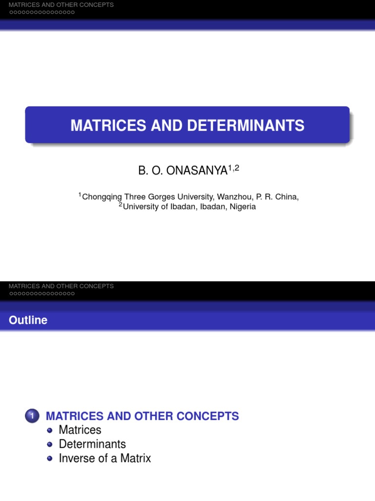 Matrices and Determinants | PDF | Matrix (Mathematics) | Determinant