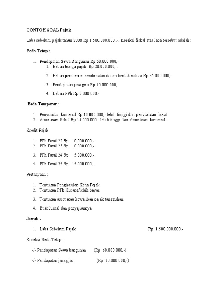 Contoh Soal Psak 46 | PDF